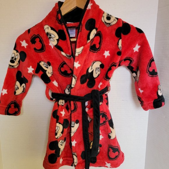 Disney | Pajamas | Disney Red Black Tie Boys Toddler Mickey Mouse Robe ...